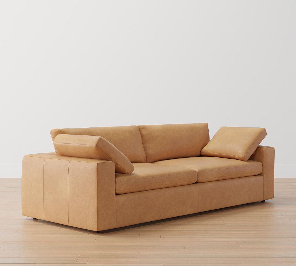 Dream Square Wide Arm Leather Sofa | Pottery Barn