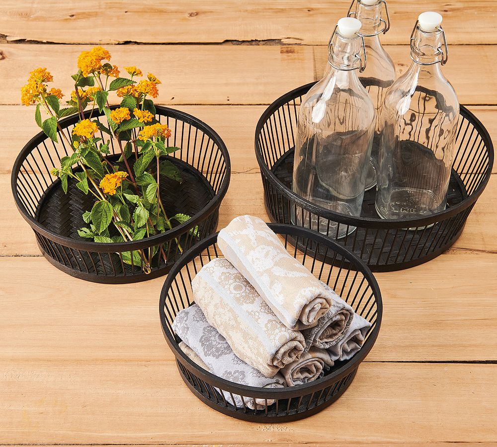 Round Bamboo Nesting Trays - Set of 3 | Pottery Barn