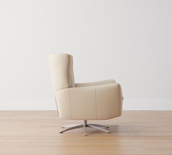 Wells Upholstered Tight Back Power Swivel Recliner | Pottery Barn