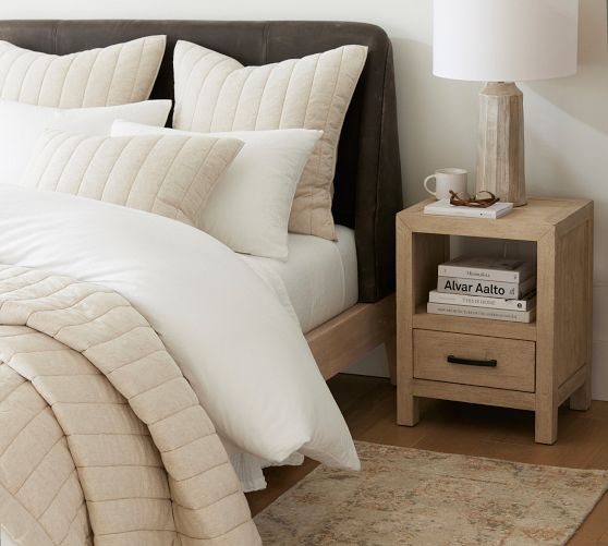 European Flax Linen/Cotton Channel Stitch Quilted Sham | Pottery Barn