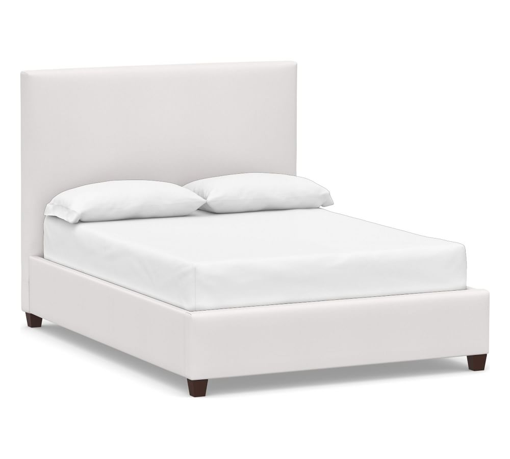 Raleigh Square Upholstered Bed without Nailheads, King, Tall Headboard ...
