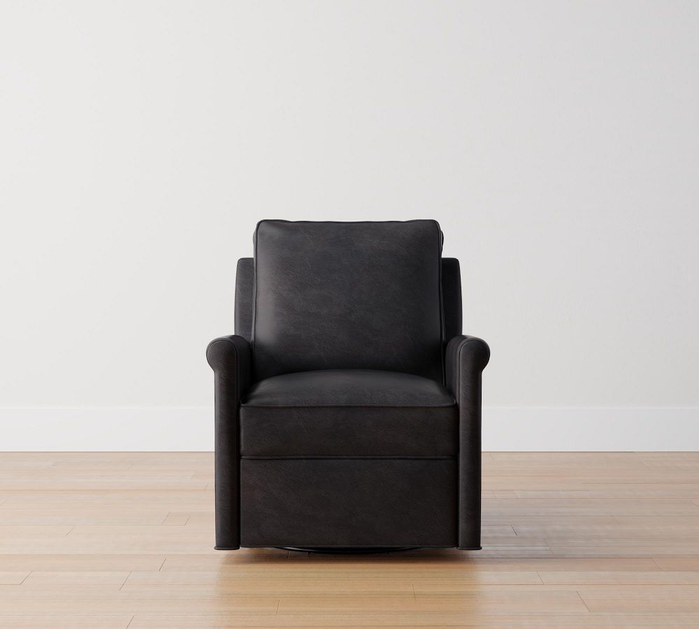 Tyler Roll Arm Leather Power Swivel Glider Recliner | Pottery Barn