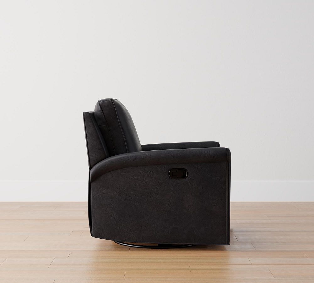 Tyler Roll Arm Leather Swivel Recliner | Pottery Barn