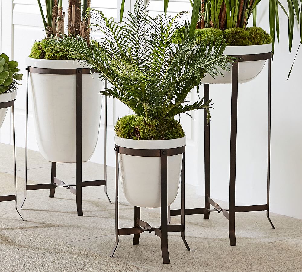 Amir Outdoor Planters With Stand Small Pot | Pottery Barn
