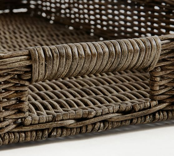 Handwoven Wicker Rectangular Serving Tray | Pottery Barn