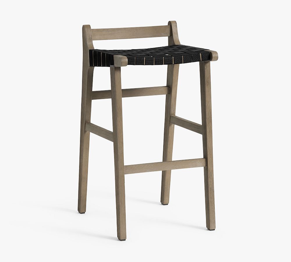 Abbott Acacia Woven Outdoor Counter Stool | Pottery Barn