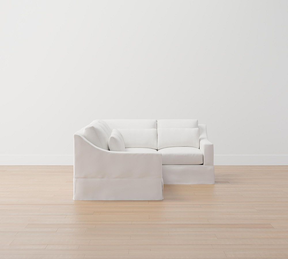 York Slope Arm Deep Seat Slipcovered 3-Piece Sectional with Bench ...