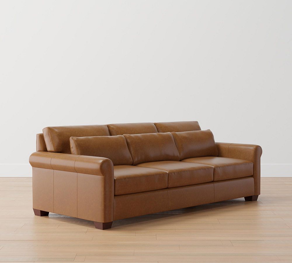 York Deep Roll Arm Leather Sofa Collection | Pottery Barn