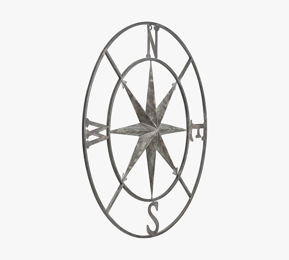 Distressed Iron Compass Wall Art | Pottery Barn