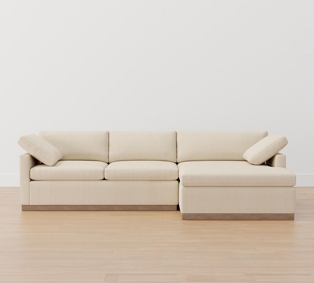 Dream Square Slim Arm Upholstered Sofa Double Chaise Sectional with ...