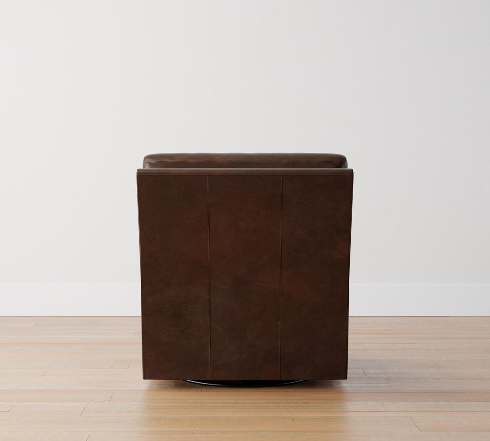 James Square Leather Swivel Chair | Pottery Barn
