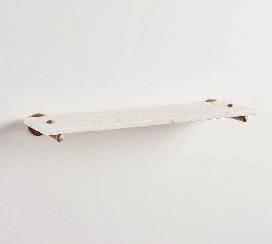 Linden Handcrafted Marble Single Tier Shelf | Pottery Barn