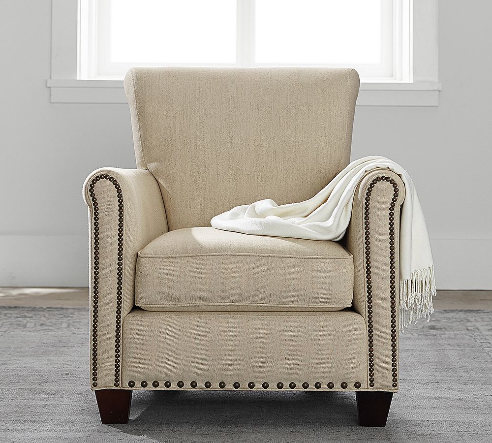 Irving Roll Arm Upholstered Armchair | Pottery Barn