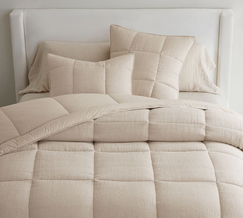 European Flax Linen Waffle Comforter | Pottery Barn