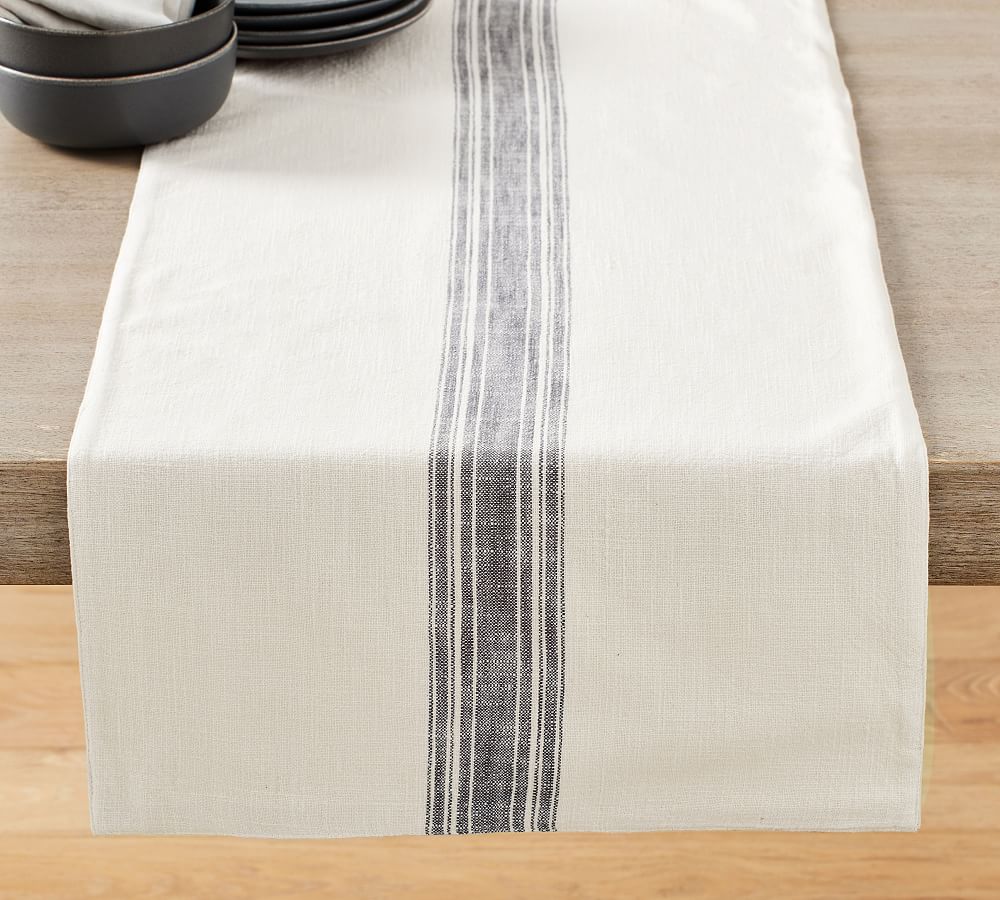 French Striped Organic Cotton Grain Sack Table Runner | Pottery Barn