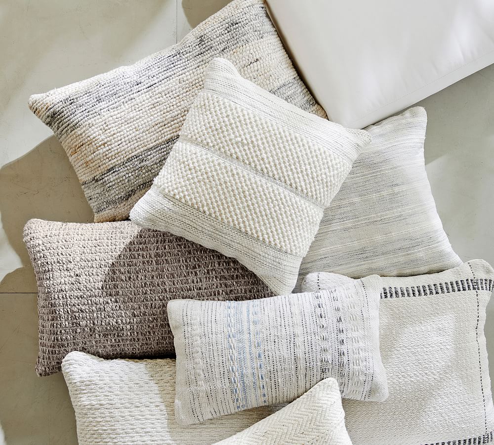 Juna Outdoor Textured Throw Pillow | Pottery Barn