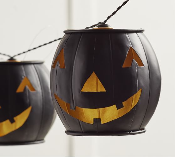 Metal ﻿﻿﻿Black Jack-O-Lantern String Lights | Pottery Barn