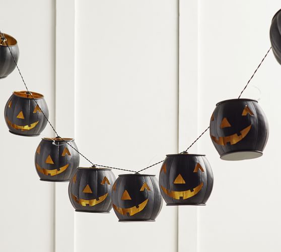 Metal ﻿﻿﻿Black Jack-O-Lantern String Lights | Pottery Barn