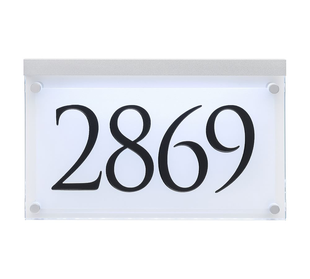 Frosted Crystal LED Lighted Trajan Engraved Address Sign | Pottery Barn