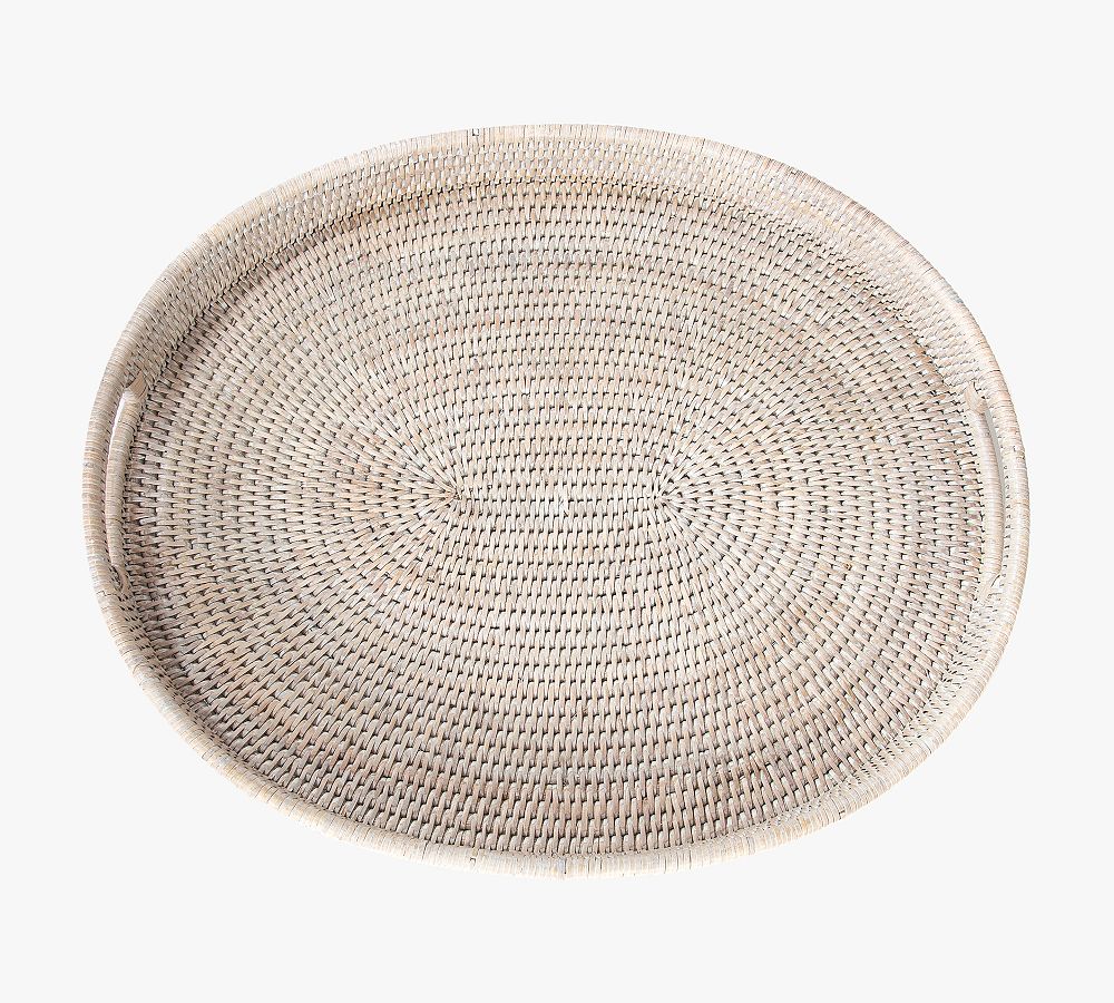 Tava Handwoven Rattan Oval Serving Tray | Pottery Barn