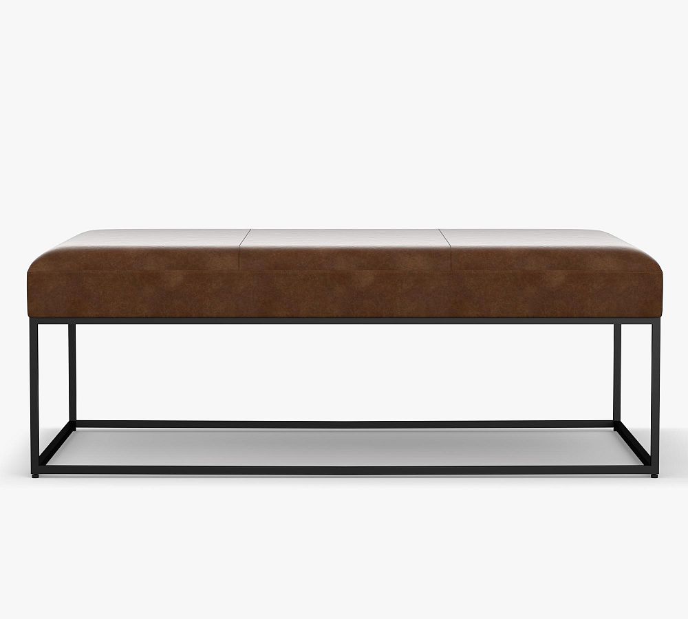 Millie Leather Rectangular Ottoman | Pottery Barn