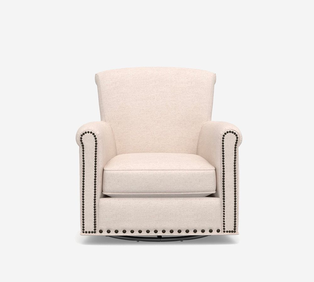 Irving Upholstered Swivel Rocker | Pottery Barn