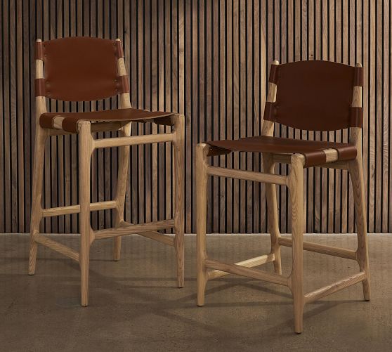 Izzy Leather Bar & Counter Stools | Pottery Barn