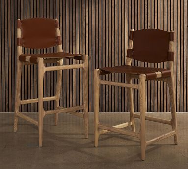 Izzy Leather Bar & Counter Stools | Pottery Barn