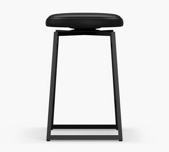 Hardy Leather Backless Swivel Counter Stool | Pottery Barn