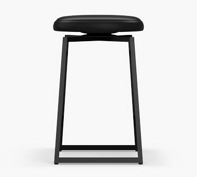 Hardy Leather Backless Swivel Counter Stool | Pottery Barn