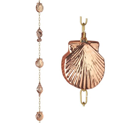 Seashell Shaped Copper Rain Chain, 8.5' | Pottery Barn