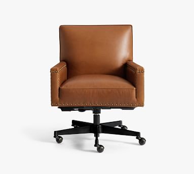 Tyler Leather Swivel Desk Chair | Pottery Barn