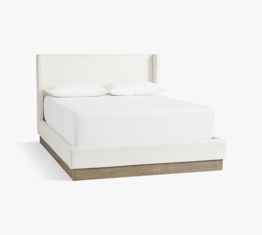 Jake Upholstered Wood Base Platform Bed | Pottery Barn