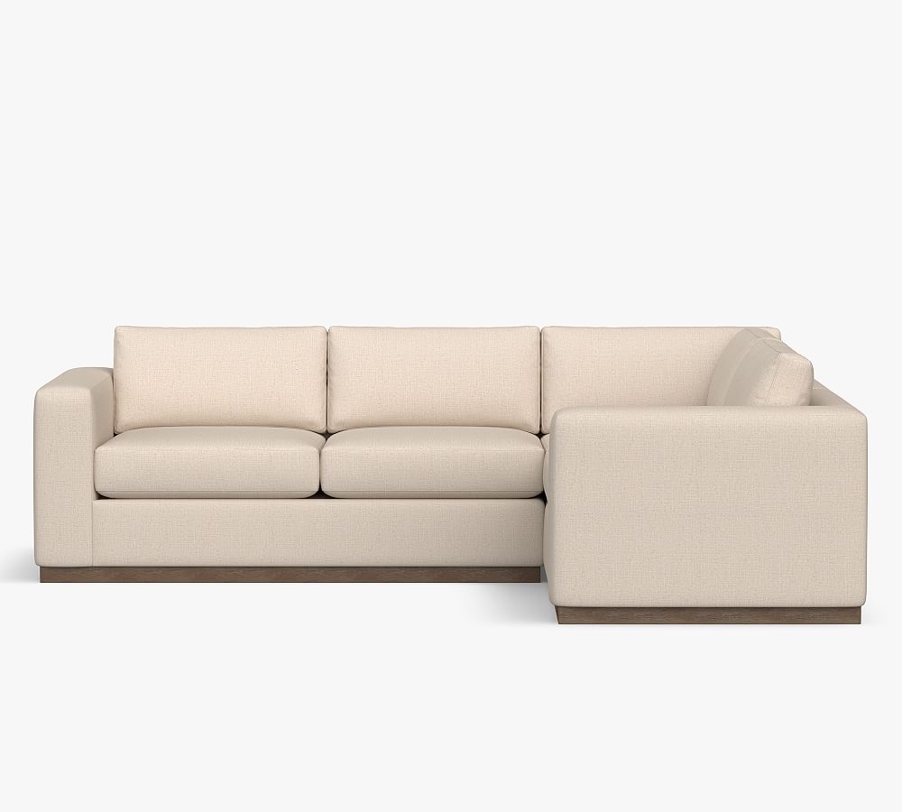 Carmel Square Wide Arm Upholstered 3-Piece Corner Sectional with Wood ...