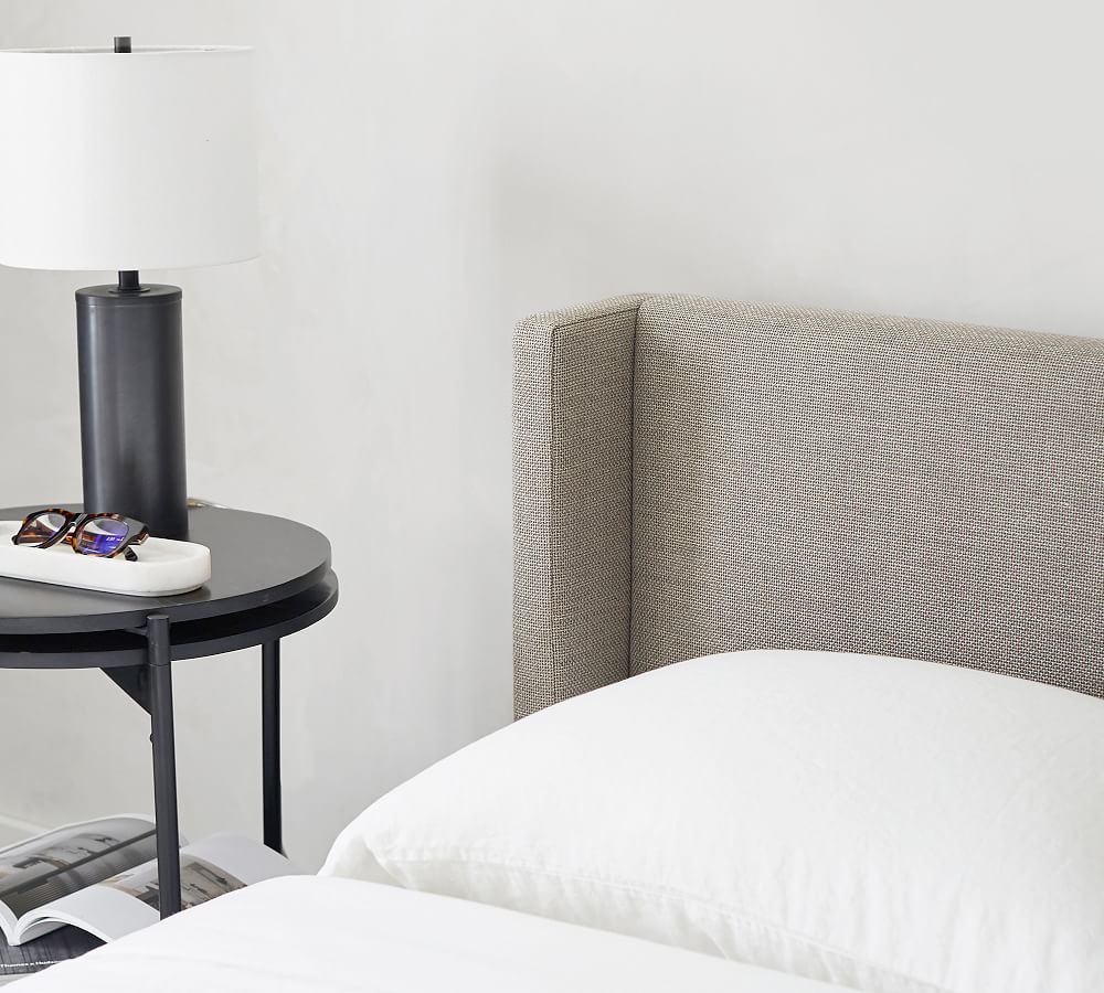 Jake Upholstered Platform Bed with Metal Legs | Pottery Barn