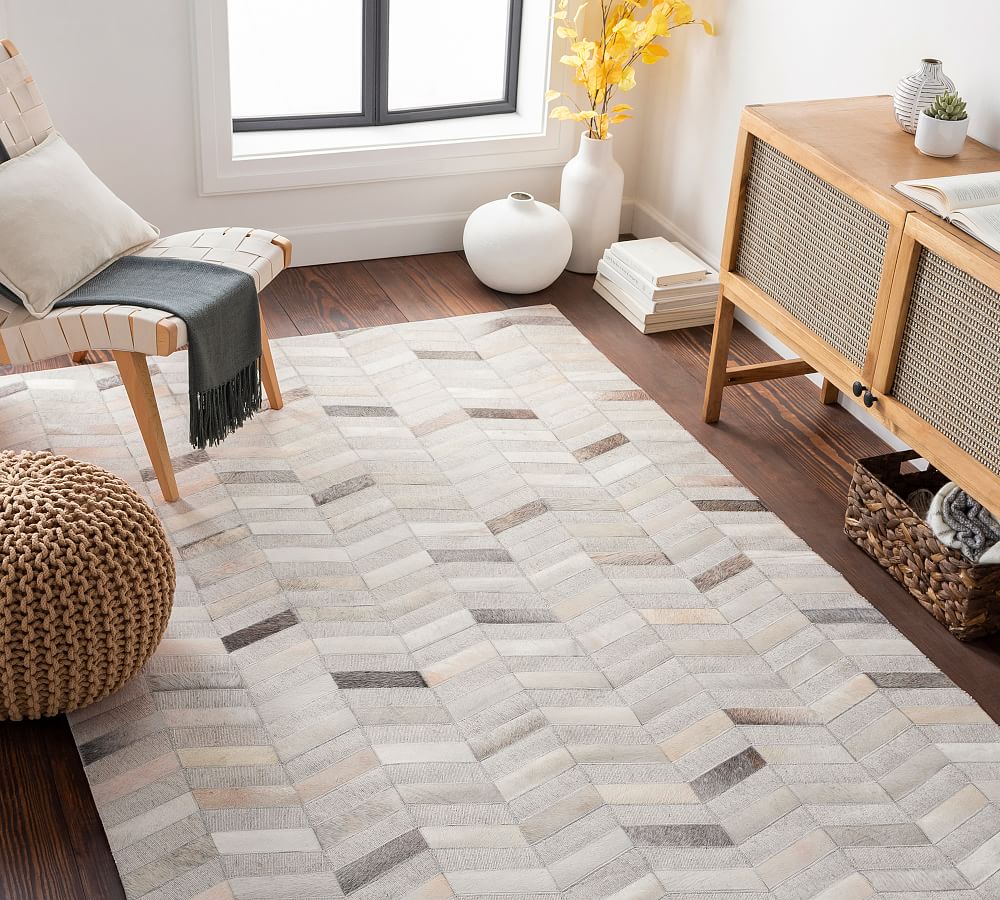 Travers Handcrafted Cow Hide Mixed Media Rug | Pottery Barn