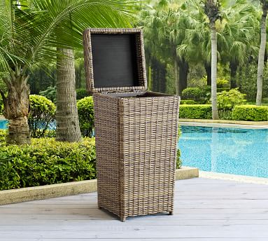 Jammie Outdoor Wicker Pool Trash Can | Pottery Barn