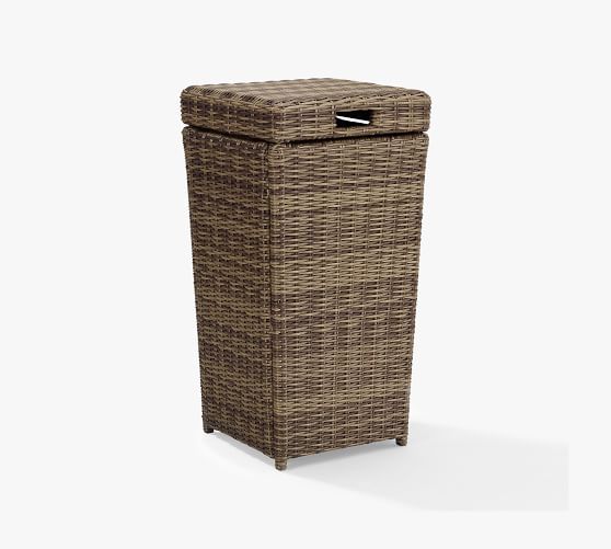 Jammie Outdoor Wicker Pool Trash Can | Pottery Barn