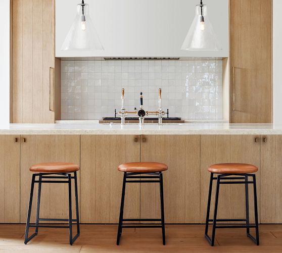 Hardy Leather Backless Swivel Counter Stool | Pottery Barn