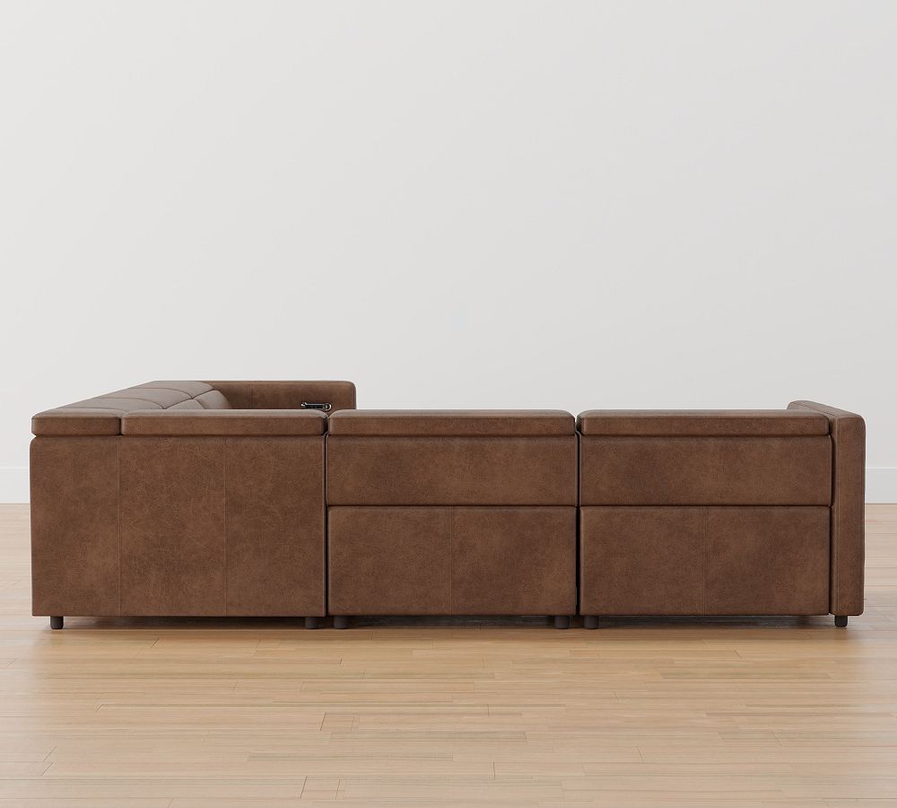 Tucker Leather Power Reclining L-Sectional | Pottery Barn