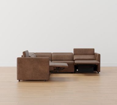 Tucker Leather Power Reclining L-Sectional | Pottery Barn