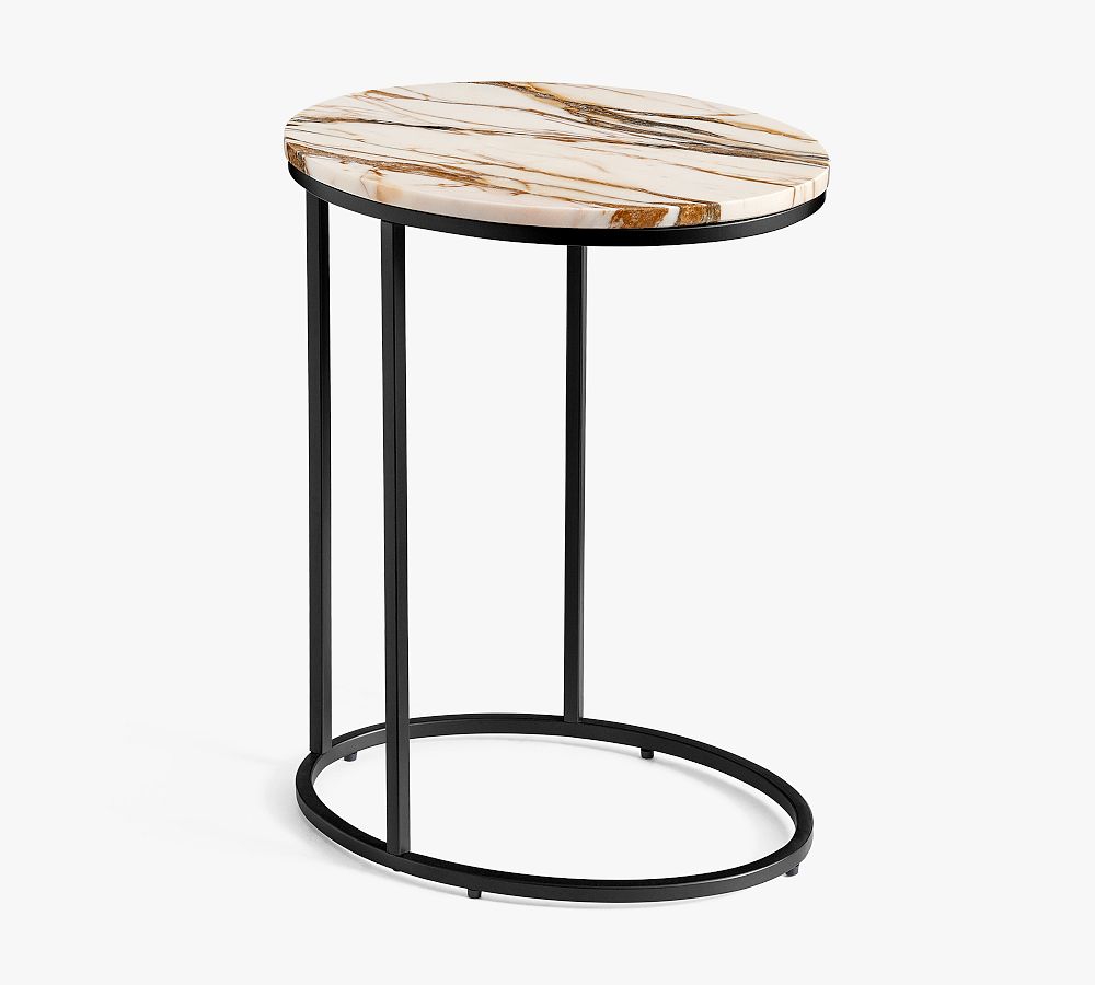 Delaney Oval Marble C-Table | Pottery Barn