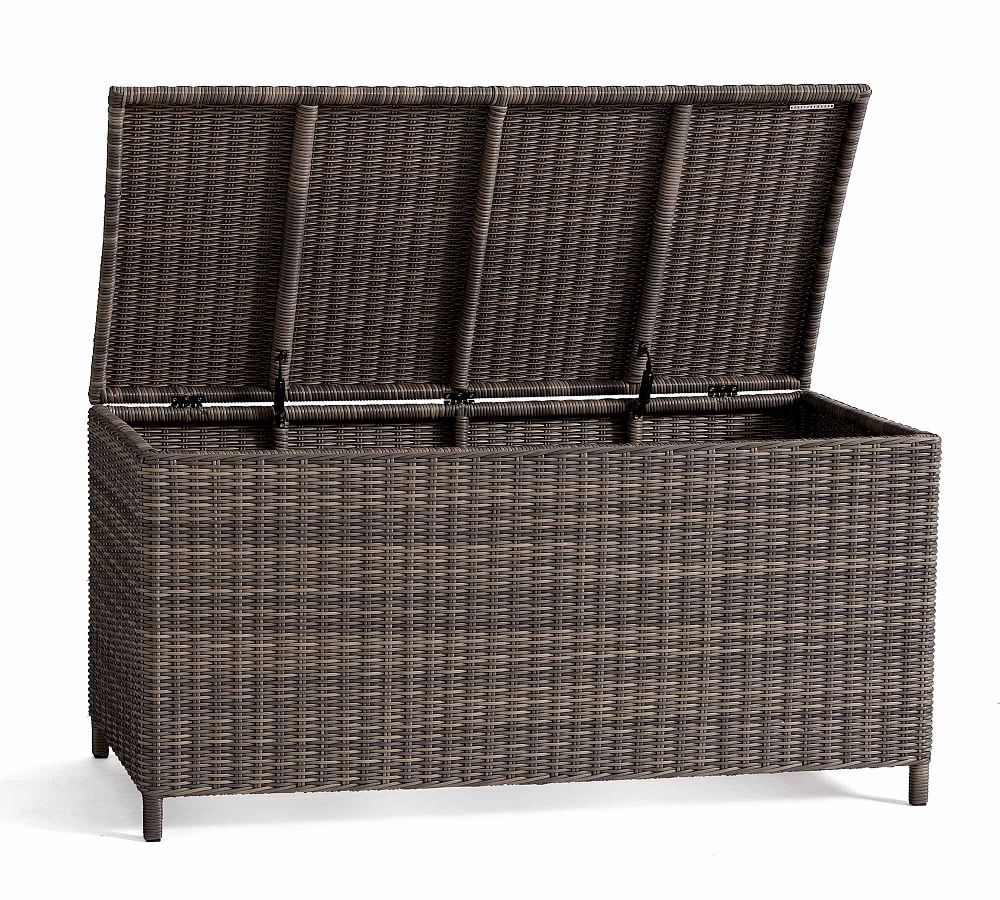 Torrey All-Weather Wicker Storage Trunk, Espresso | Pottery Barn