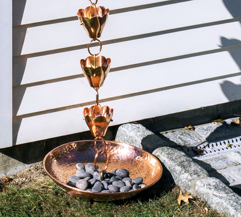 Tumbled Copper Rain Chain Basin | Pottery Barn
