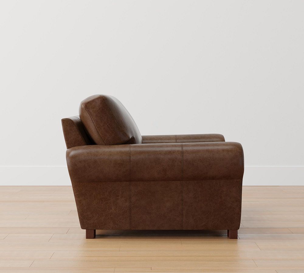 Turner Roll Arm Leather Armchair | Pottery Barn