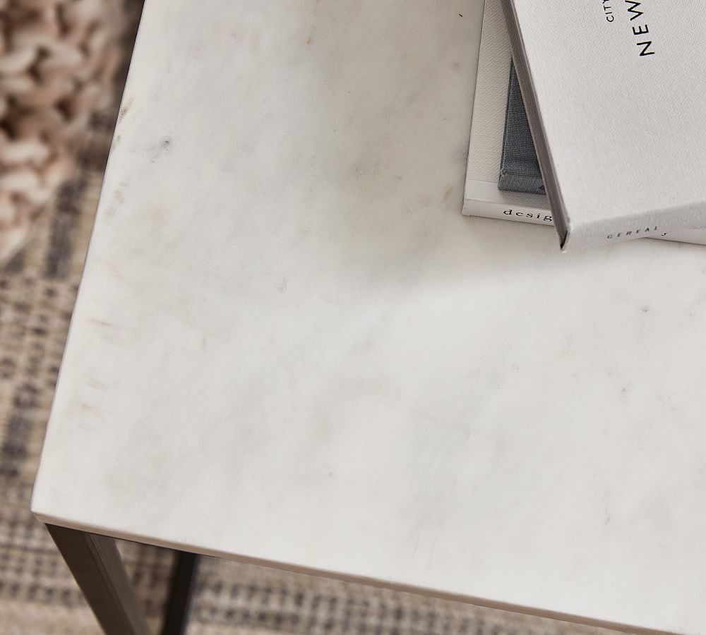 Delaney Rectangular Marble End Table | Pottery Barn