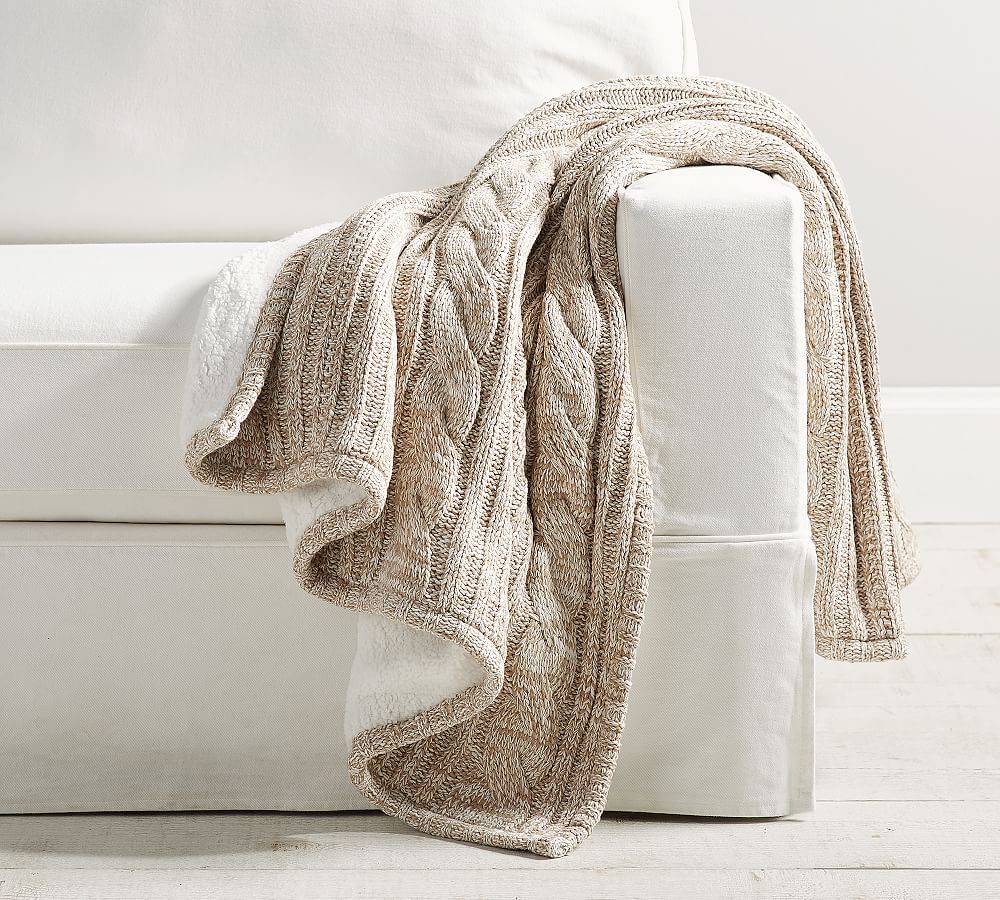 Cozy Cable Knit Throw Blanket | Pottery Barn