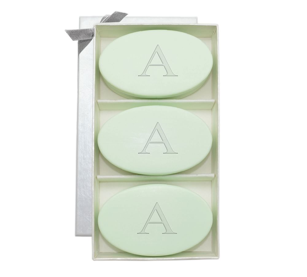Monogrammed Green Tea + Bergamot Oval Soap Set | Pottery Barn