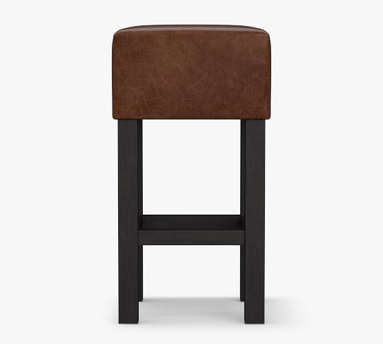 Arden Backless Leather Stool | Pottery Barn