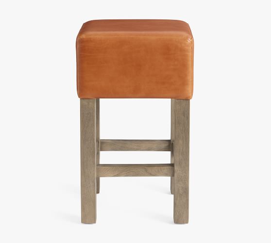 Arden Backless Leather Stool | Pottery Barn